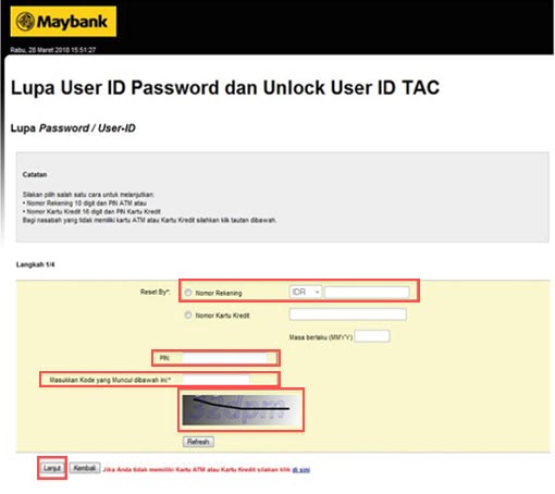 Unlock user ID Maybank2u