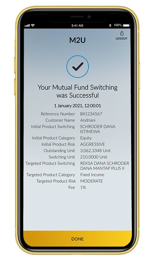 Flow Mutual Funds Via M2U ID App